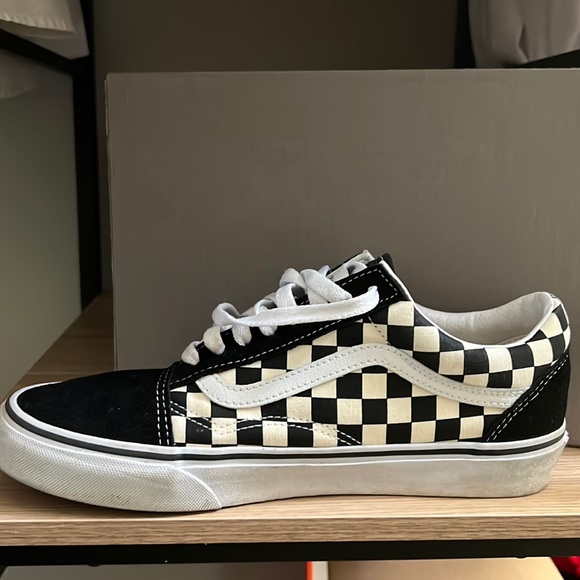 Vans | Shoes | Primary Check Old Skool With Suede Upper Toe And Back ...